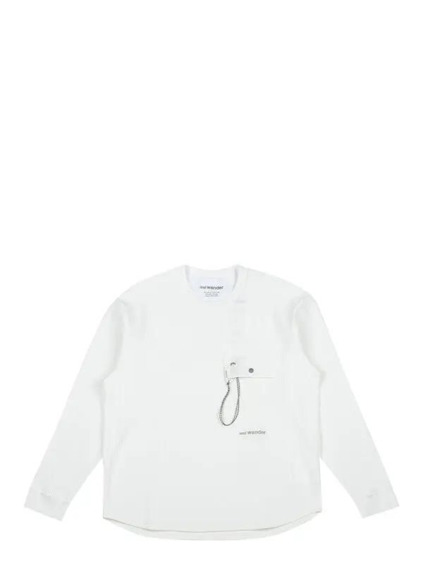 AND WANDER Pe Waffle Long-sleeve Tee - White