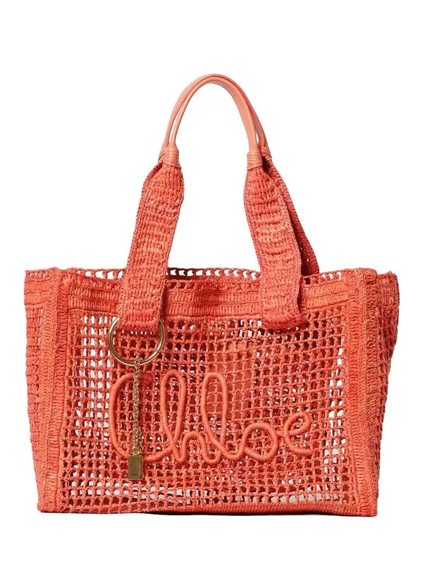 Chloé Raffia Tote Bag - Orange