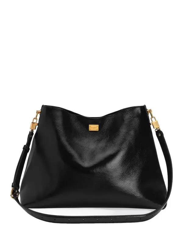Dolce & Gabbana Vittoria Large Bag In Leather - Black