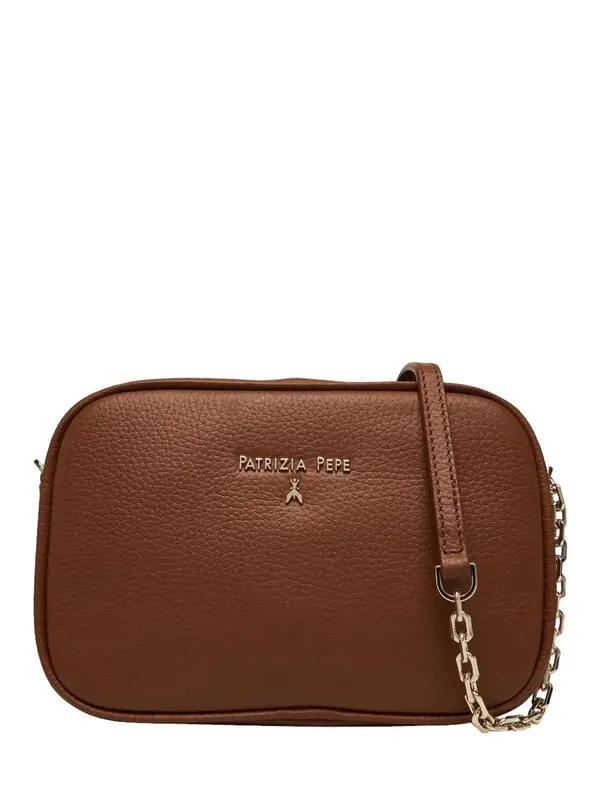 Patrizia Pepe Grained Leather Mini Camera Bag - Brown