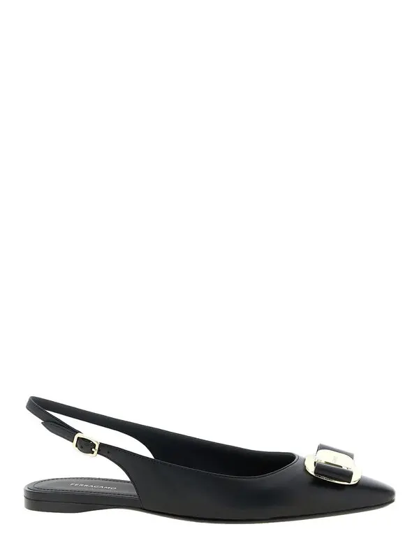 FERRAGAMO Slingback Ballet Flats - Black