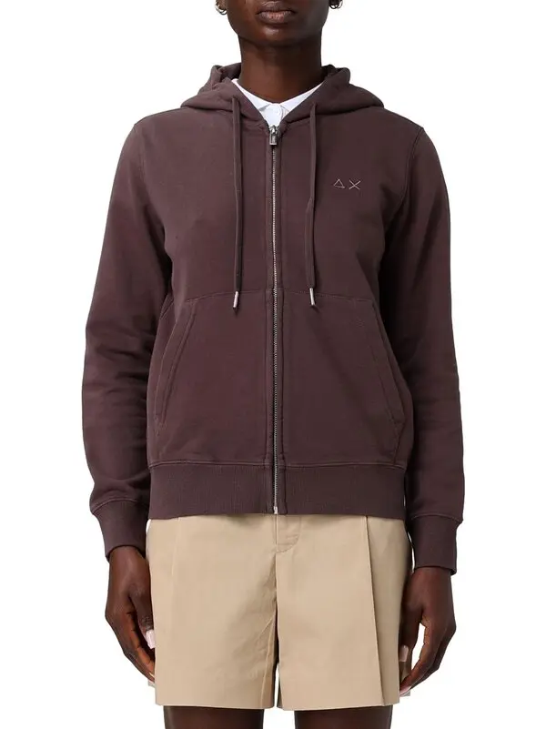 SUN 68 Cotton Zip-up Hoodie - Brown
