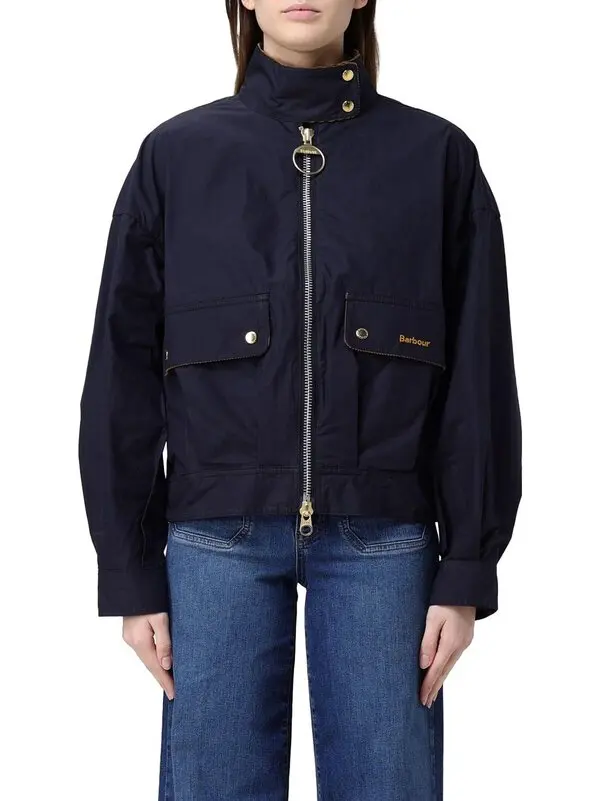 Barbour X Ganni Blue Waxed Cotton Bomber Jacket - Navy