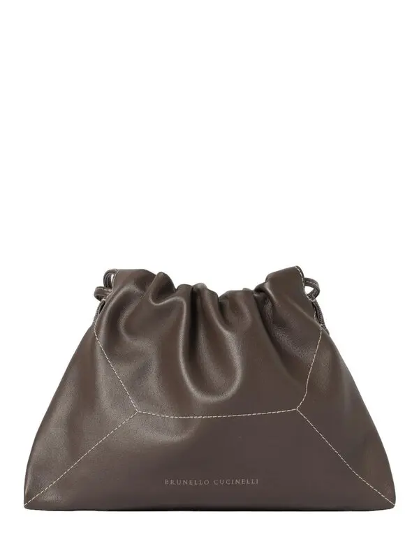Brunello Cucinelli Smooth Calfskin Bucket Bag - Brown