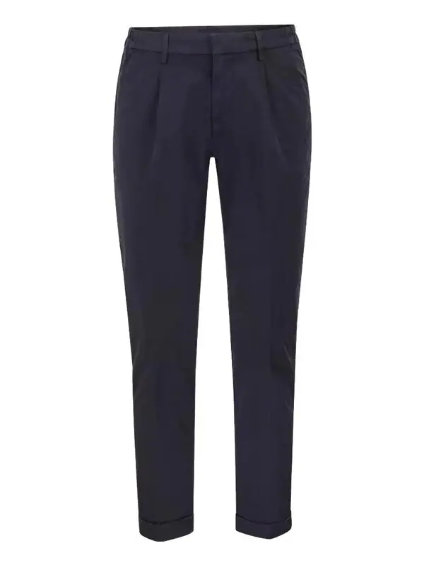 FAY Pleated Turned-up Trousers - Blue