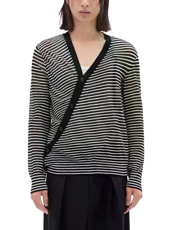 ANN DEMEULEMEESTER Abram Striped Cardigan - Black
