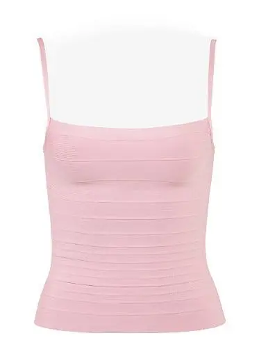 House Of Cb Panelled Stretch-woven Top - Dusky Pink