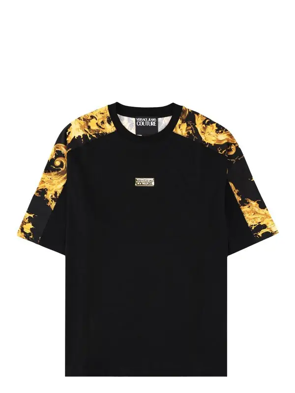Versace T-shirt With Logo Plaque - Black