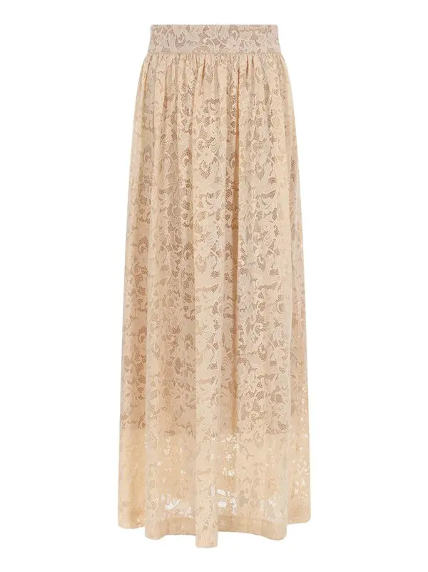 Zimmermann Long Lace Skirt - Powder