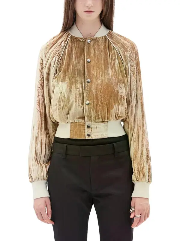 ANN DEMEULEMEESTER Arya Froissé Velvet Bombe Jacket - Neutrals