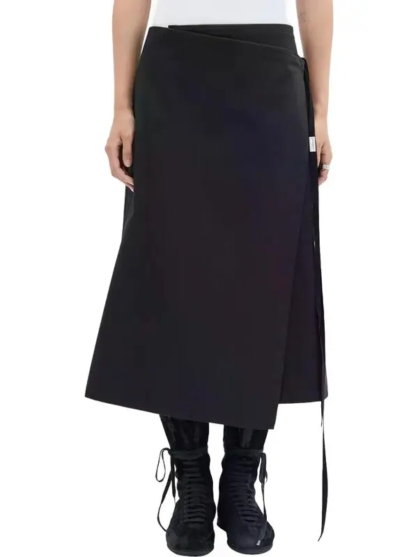 ANN DEMEULEMEESTER Tie-fastening Midi Skirt - Black