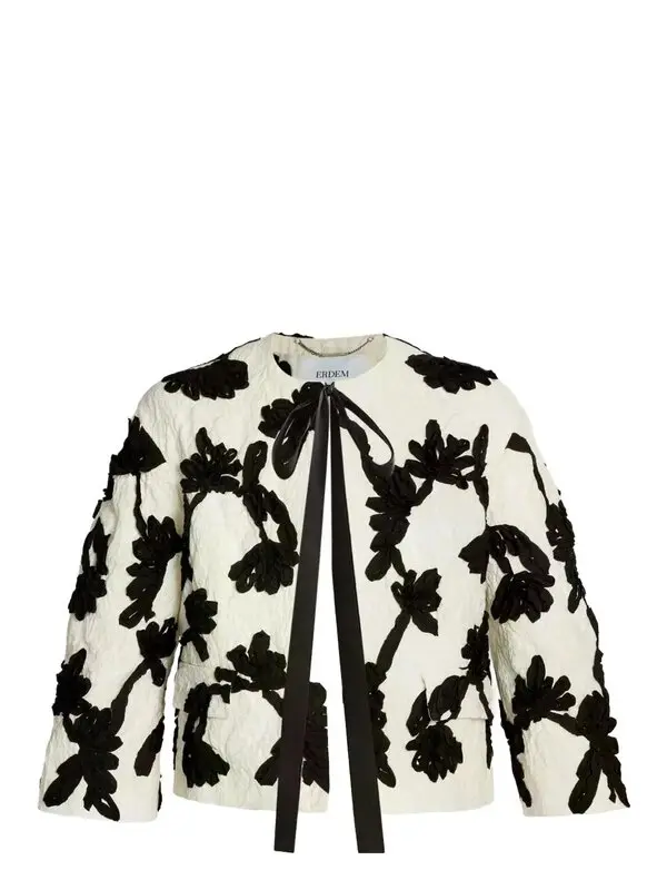 Erdem Floral-embroidered Jacket - Neutrals