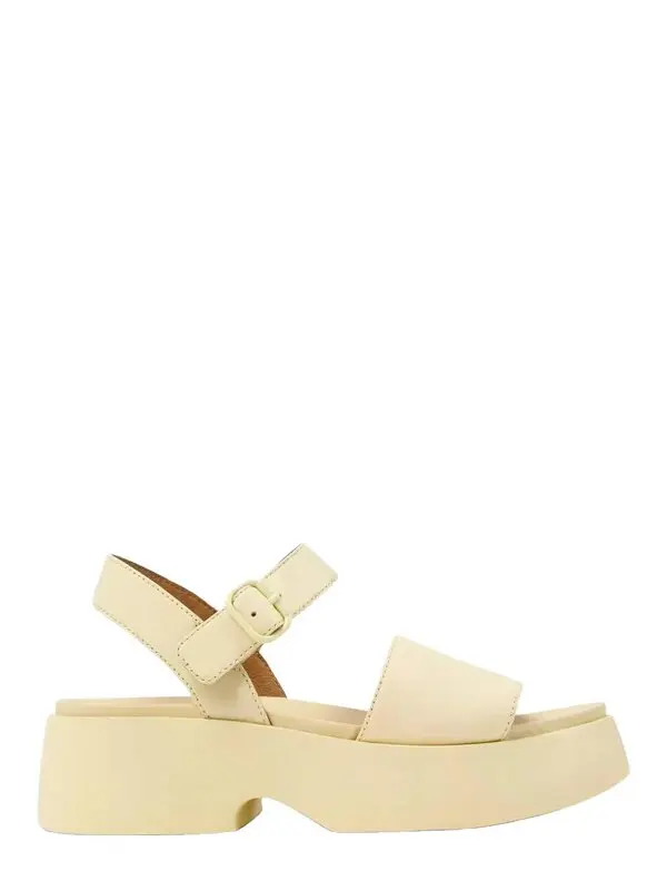 Camper Tasha Buckle Leather Sandals - Yellow