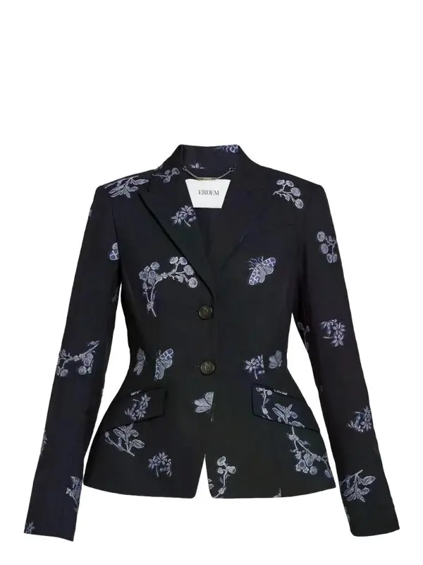 Erdem Floral Single-breasted Blazer - Blue