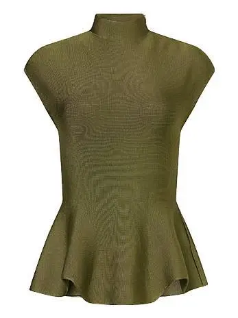 Khaite Andra Stand-collar Knitted Top - Olive