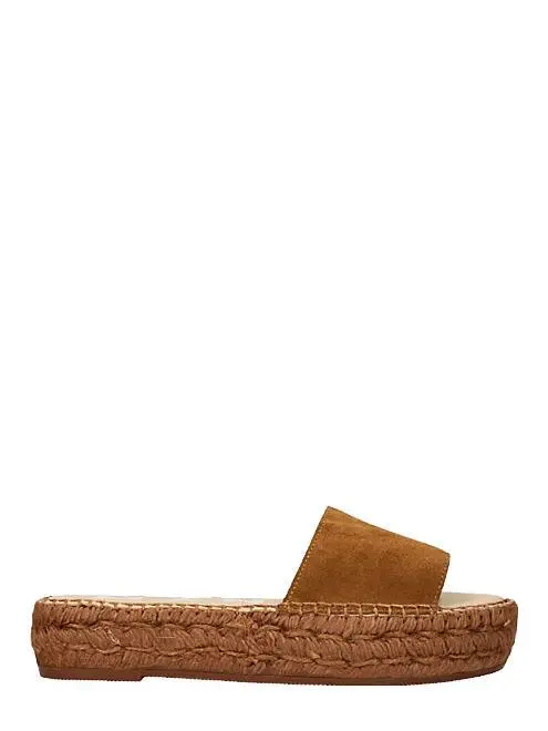 Manebí Suede Espadrille Slides - Mid Brown