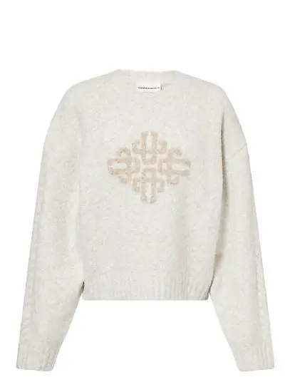 THE COUTURE CLUB Knitted Jumper With Logo Emblem - Beige