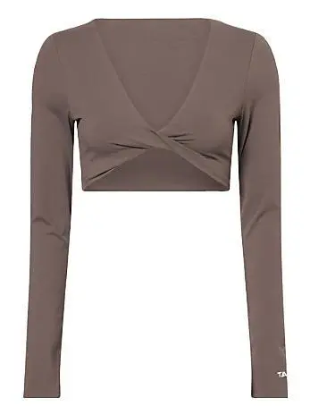 TALA Dayflex Twist-front Long-sleeve Top - Mocha Brown