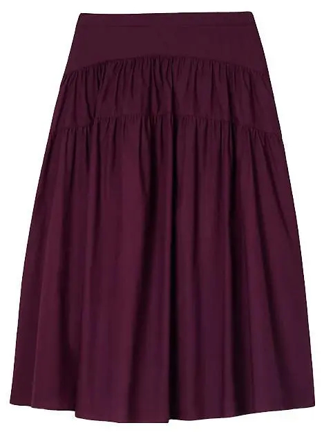 Whistles Tiered-hem Cotton Midi Skirt - Purple