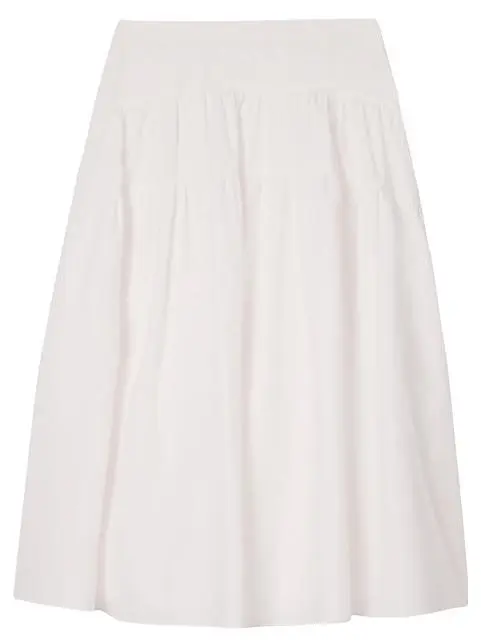 Whistles Tiered-hem Regular-fit Midi Skirt - White