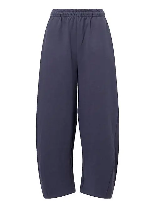 ADANOLA Ribbed Panel Barrel-leg Cotton-jersey Jogging Bottoms - Midnight Blue