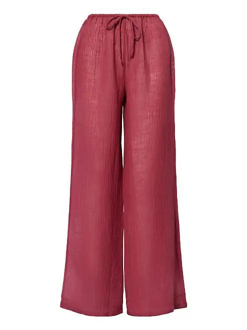 Monday Swimwear Wide-leg Linen Trousers - Fig Crinkle