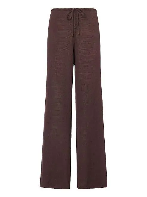 Monday Swimwear Belize Wide-leg Cotton-blend Trousers - Espresso Open Jersey