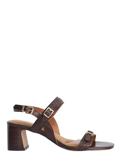 DUNE Jiving Leather Heeled Sandals - Dark Brown Leather