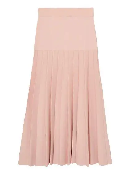 REISS Alice Pleated Stretch-knit Midi Skirt - Pink