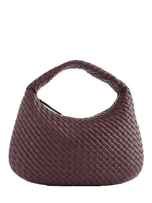 Bottega Veneta Medium Leather Shoulder Bag - Deep Mahogany-m B