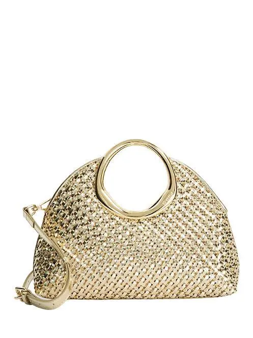 DUNE Metallic Woven Clutch - Gold Diamantes