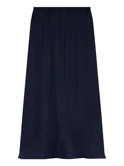 Whistles Plisse Column Woven Midi Skirt - Navy