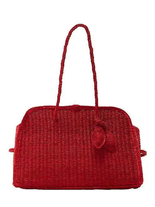 Jacquemus The Turismo Raffia Bowling Bag - Red