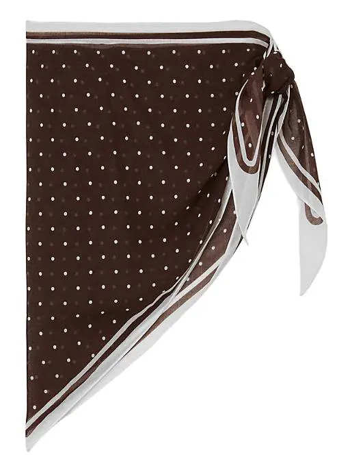 REISS Sariah Polka-dot Cotton Sarong - Chocolate