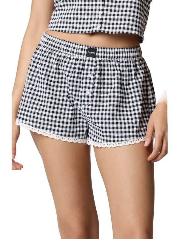 FLORENCE BY MILLS Stretch Cotton Boxer - Black/white Gingham