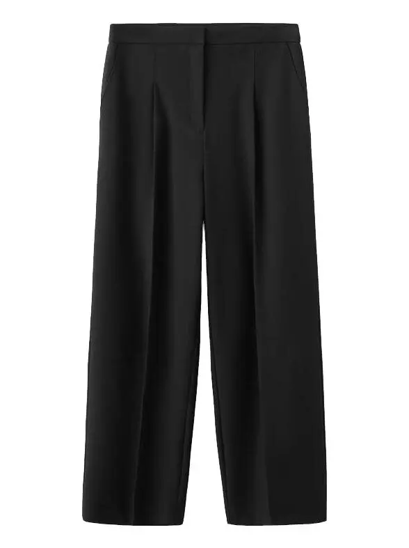 Mango Pleated Straight-leg Trousers - Black