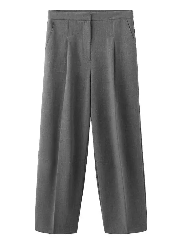Mango Pleated Straight-leg Trousers - Grey