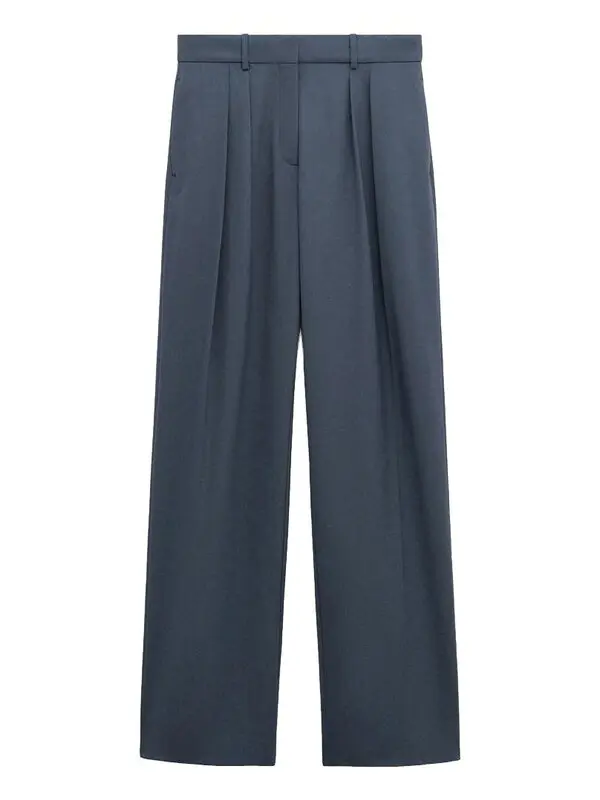 Mango Pleated Straight-leg Suit Trousers - Blue