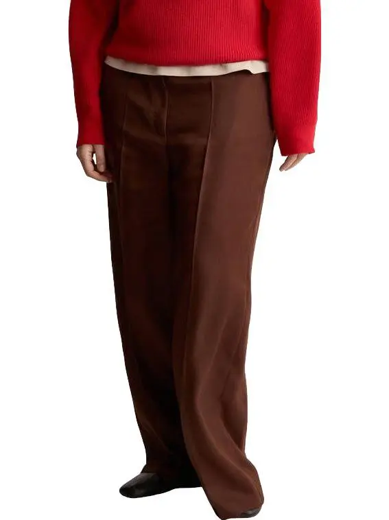 Mango High Waist Wide Leg Trousers - Burnt Orange