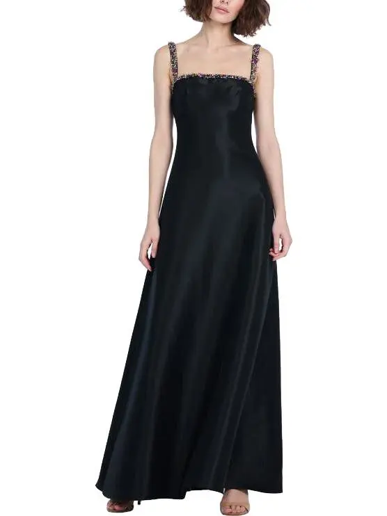 EMILY SHALANT Beaded A-line Gown - Black Multi