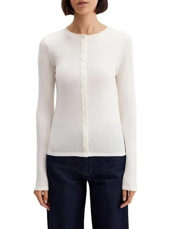 MAVI Long Sleeve Jersey Button-up Top - Coconut Milk