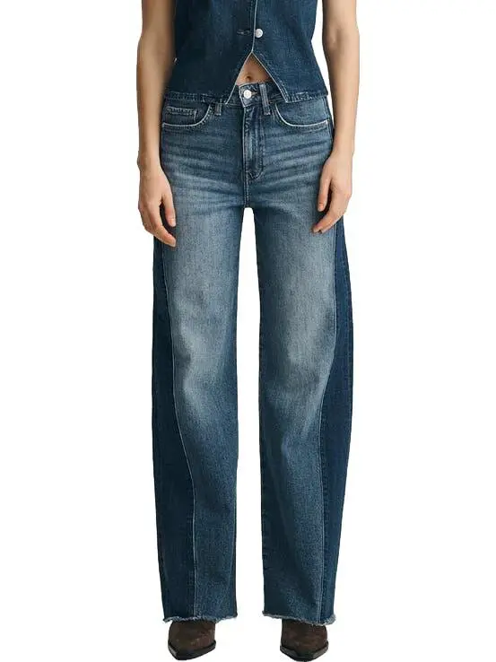 MAVI Malibu Colorblock Wide Leg Jeans - Mid Denim
