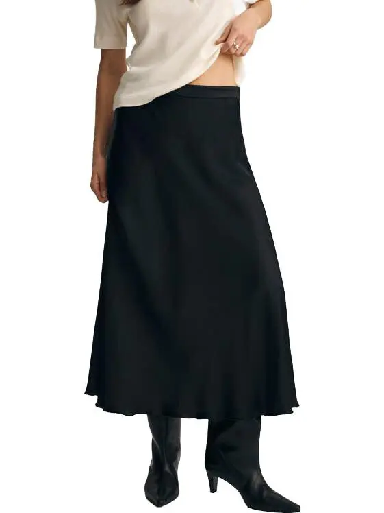 MAVI Satin Midi Skirt - Black