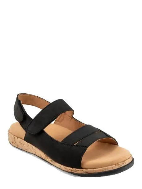 Trotters Gemini Slingback Wedge Sandal - Black Nubuck