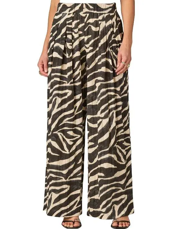 Wit & Wisdom Glider Skyrise Pleated Palazzo Pants - Charcoal/ecru