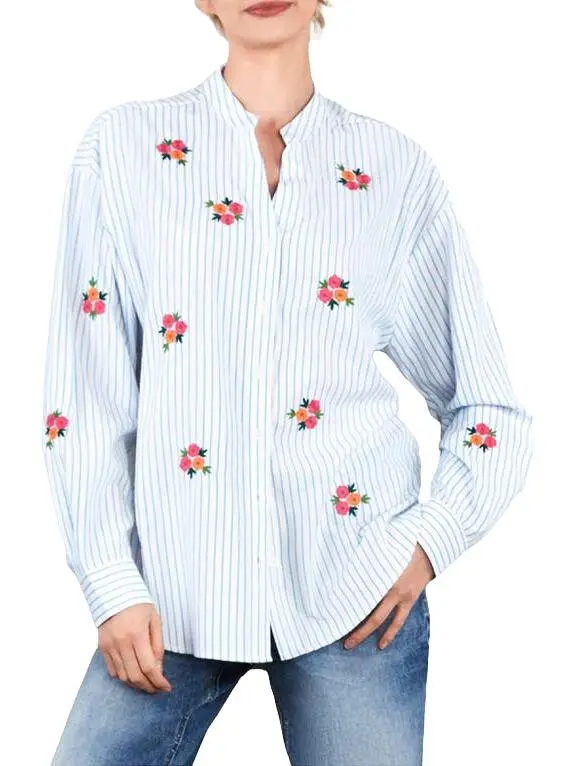 BILLY T Embroidered Stripe Shirt - Spring Stripe
