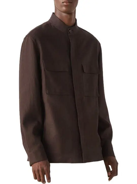Zegna Oasi Lino Overshirt - Dark Brown
