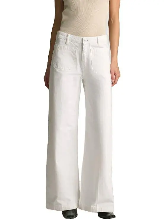 MAVI Christine Patch Pocket Wide Leg Jeans - White Classic Denim