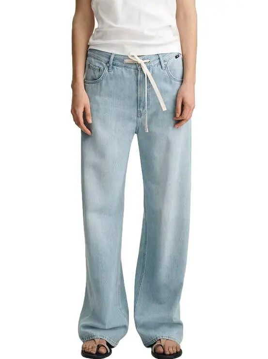 MAVI Nella Wide Leg Drawstring Jeans - Bleached Well Blue