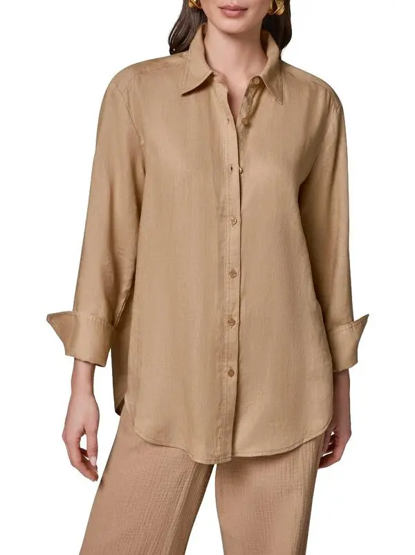 Donna Karan New York Linen Button-up Shirt - Fawn